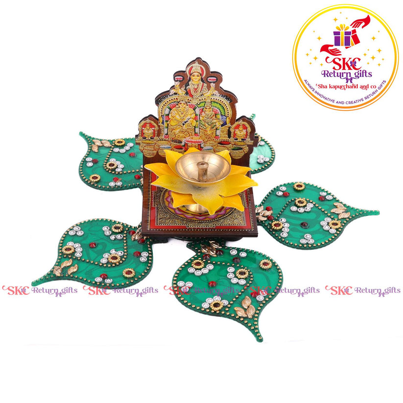 Mdf Acrylic Kuber Laxmi Diya Stand With Gift Set – Sha Kapurchand & Co
