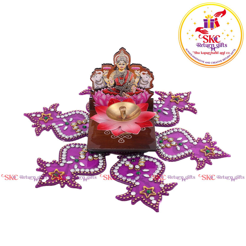 Mdf Acrylic Laxmi Ji Diya Stand With Gift Set – Sha Kapurchand & Co