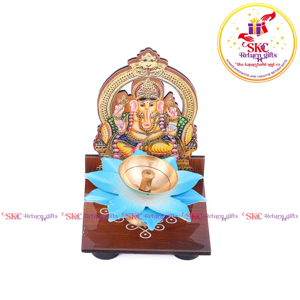 Mdf Acrylic Ganesha Diya Stand With Diya – Sha Kapurchand & Co